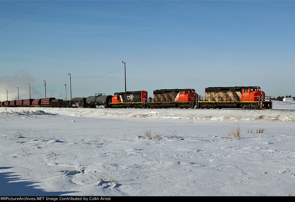 A trio of SD40-2's switching at Scotford Yard